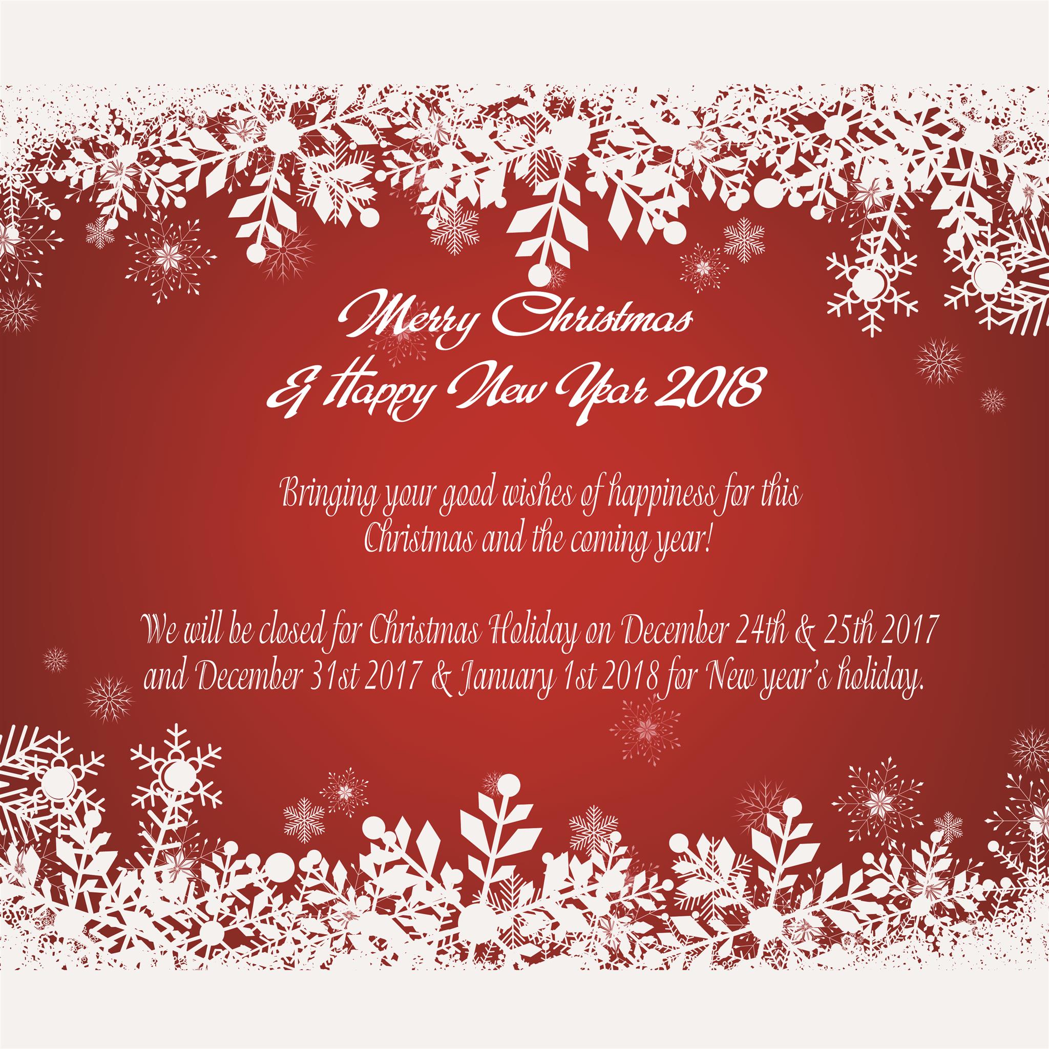 Our Office Closure During Christmas And New Year s Holidays 2018